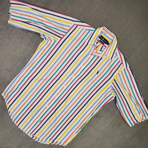 Polo Ralph Lauren | Shirts | Vtg 9s Polo Ralph Lauren Rainbow Striped ...